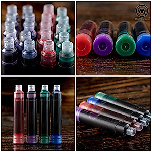 Extra Ink Cartridges for Most Fountain Pens Including Monaggio Pens. Fancy Pack of 20 Refill Cartridges for your Fountain Pens and Monaggio Pen: Blue, Purple, Green & Red