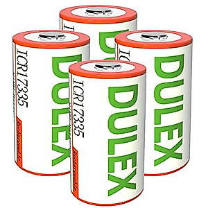 DULEX Arlo Rechargeable Bateries 123A, 800mAH ICR17335 NiMH Bateries Replacement CR123A for Arlo VMS3130 VMC3030 3200 3330 3430 3530 Security Cameras, Alarm System, Flashlight