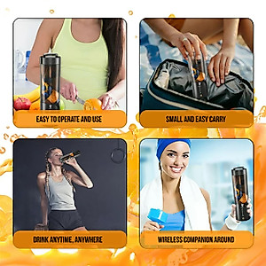 THERAFLY Portable Blender, Personal Travel Sized 16oz for Fruit Smoothies, 6 Sharp Blades, Mini USB Rechargeable, Waterproof, Powerful Electric Juicer with Carrying Handle for Traveling & Gym (Black)