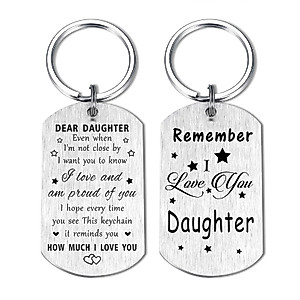 Resdink Daughter Keychain Gifts - to My Dear Daughter, I Love You Daughter Birthday Key Chain, Best Graduation Gifts for Our Daughter Proud of Daughter Teen Girl, Christmas Gifts for Adult Daughter
