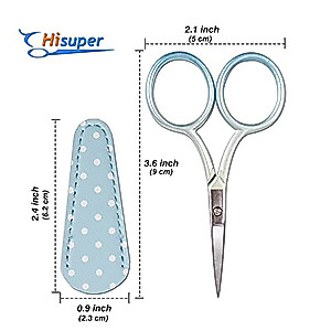 Hisuper Crafting Sewing Scissors Embroidery Scissors Small 3.6 Inch Serrated Blade Scissors with Leather Sheaths Threading Tool Scissors for Needlework Crochet Threading Tool
