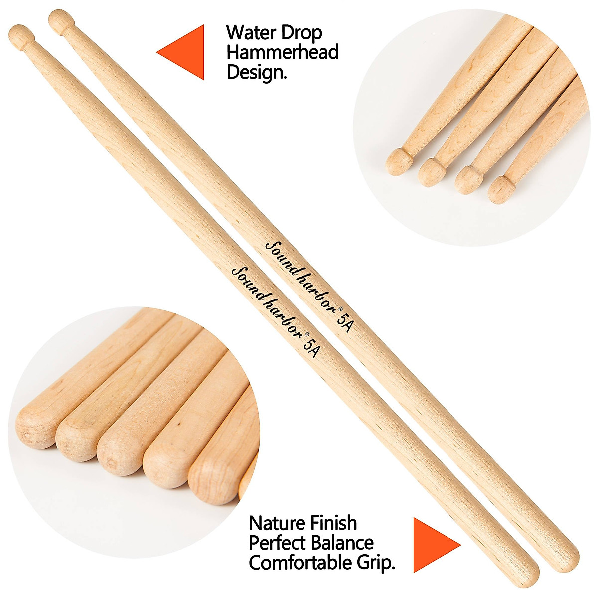Drum Sticks 5A Wood Drumsticks Maple Snare Drumstick 2 Pair