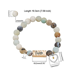 Uloveido Fashion Natural Stone Faith Bracelets Charm with Heart Mustard Seed Stretch Bracelets for Women Y2000-3