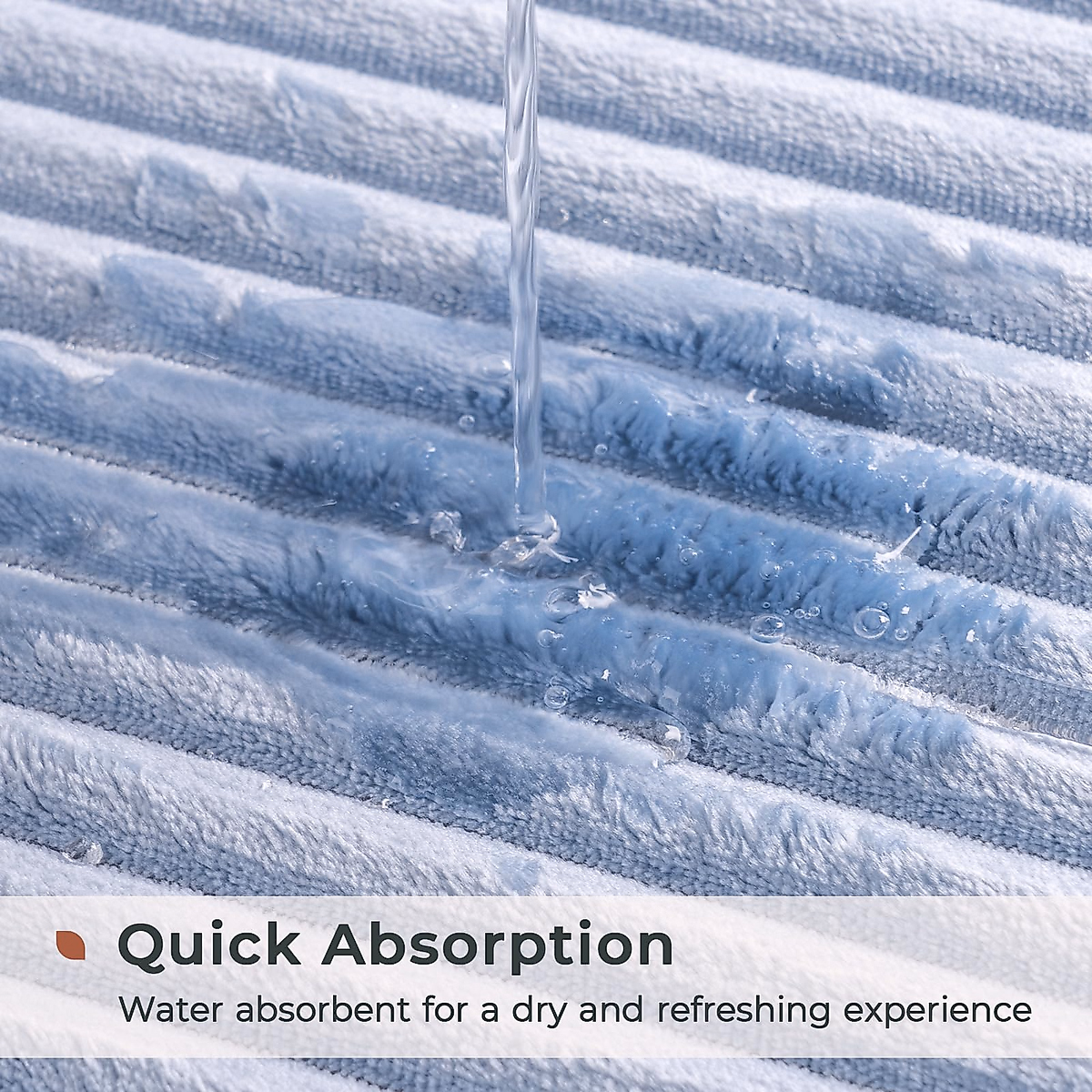 FRESHMINT Ultra Soft Charcoal Infused Memory Foam Bath Mat 20" x 32", Bath Rugs for Bathroom Non-Slip, Thick & Water Absorbent Bathroom Rugs, Room Accessories Shower Floor Mat, Washable, Blue Linen