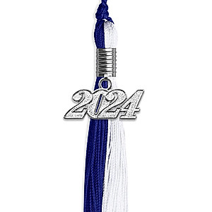 Endea Graduation Double Color Tassel with Silver Date Drop (Royal Blue/White, 2024)