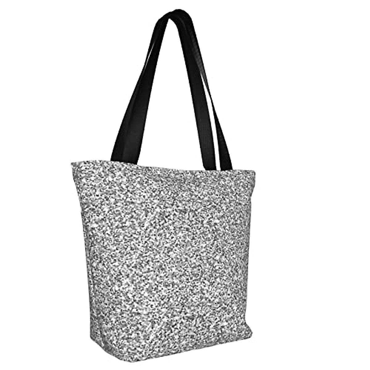 Silver Glitter Women's Shoulder Handbag Beach Tote Bag Storage Handle Bag