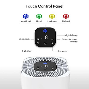 HEPA Air Purifiers for Home Large Room, CADR 300+m³/h 1290ft², H13 true HEPA filter remove 99.97% of dust, mold, allergies, odor, pets hair dander, smoke, pollen