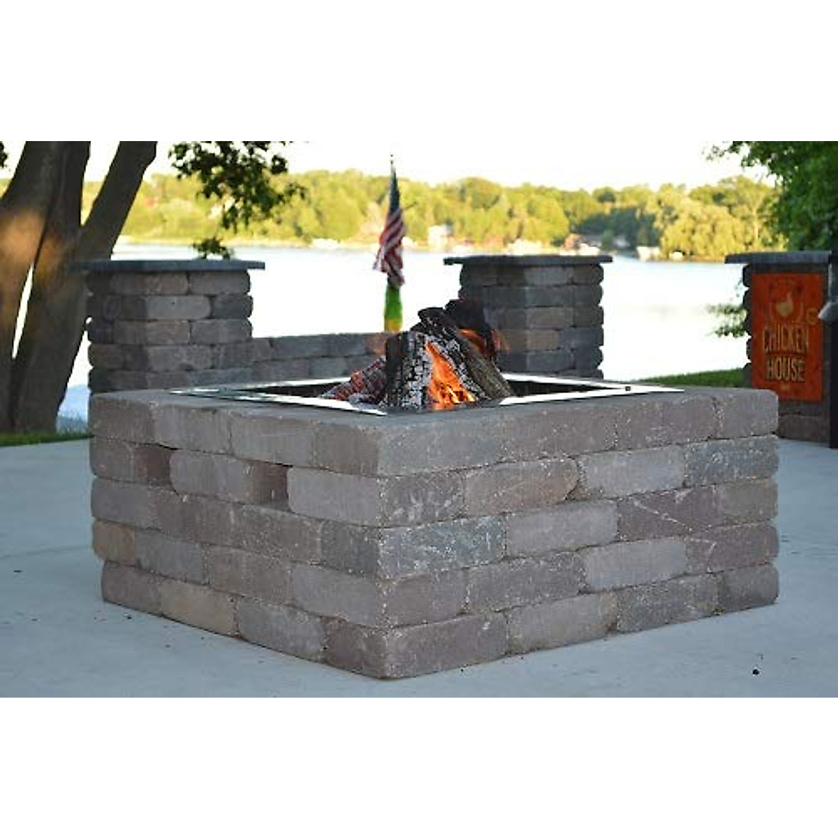 Firebuggz Heavy Duty Stainless Steel Fire Pit Ring Insert for Outdoors - 24" Square Insert, 32" Outside Flange, 9" Height