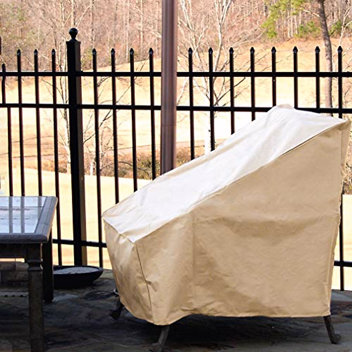 Patio Chair Covers Outdoor Patio Furniture Cover with Handles and Durable Hem Cord 600*300D Durable Waterproof UV Resistant Fabric Fit Patio Lounge Chair or Club Chair 31x33x36 Inches,Khaki