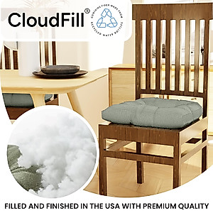 Klear Vu Gripper Overstuffed Universal Non-Slip Dining Chair Cushions for Kitchen Decor or Office Use, U-Shaped Skid-Proof Seat Pad, 17x17 Inches, 2 Count (Pack of 1), Solid Spa Green