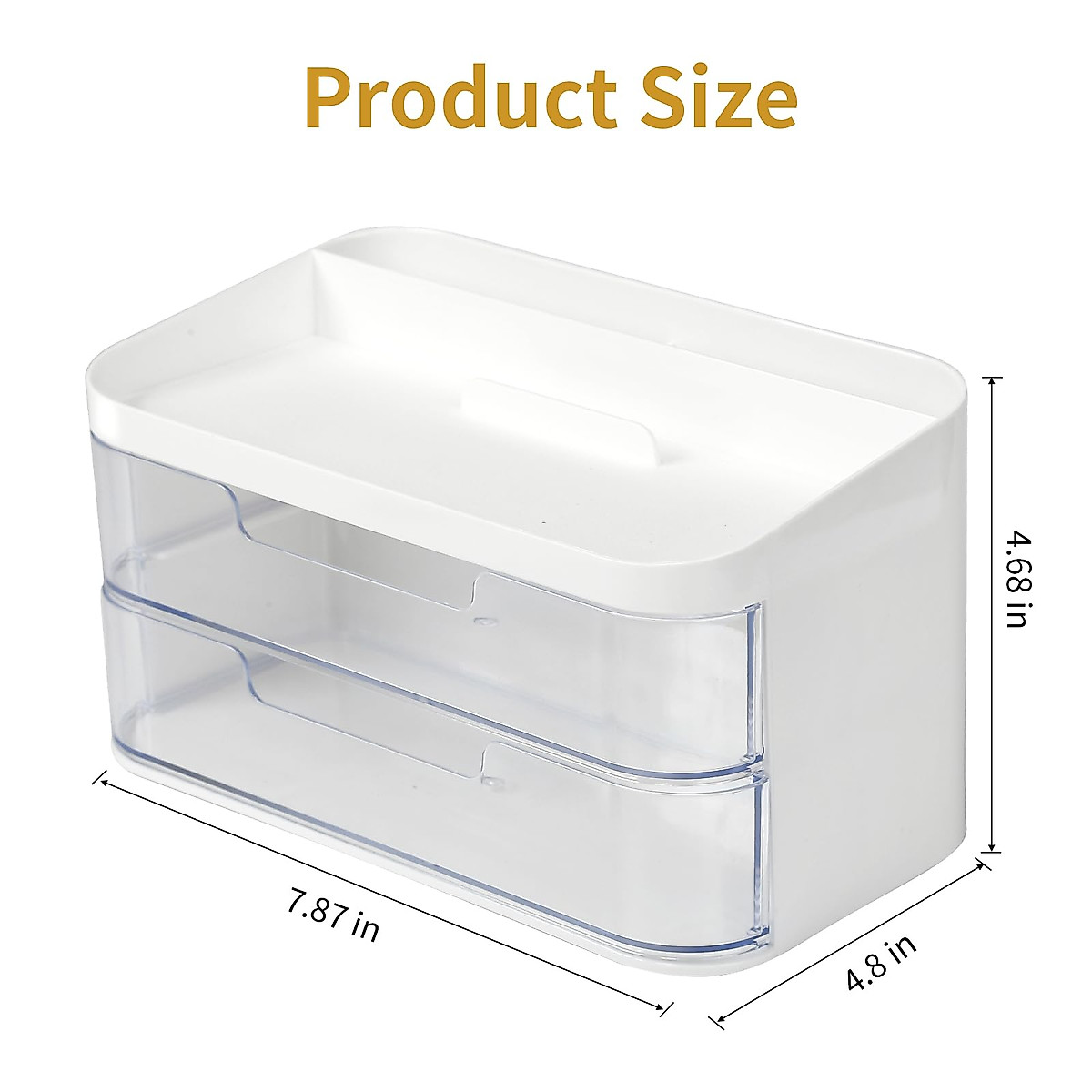 DOCMON Desk Organizer with 2 Drawers, Cute Pen Pencil Holder for Desk, Makeup Brush Holder Organizer for Vanity Home Office School