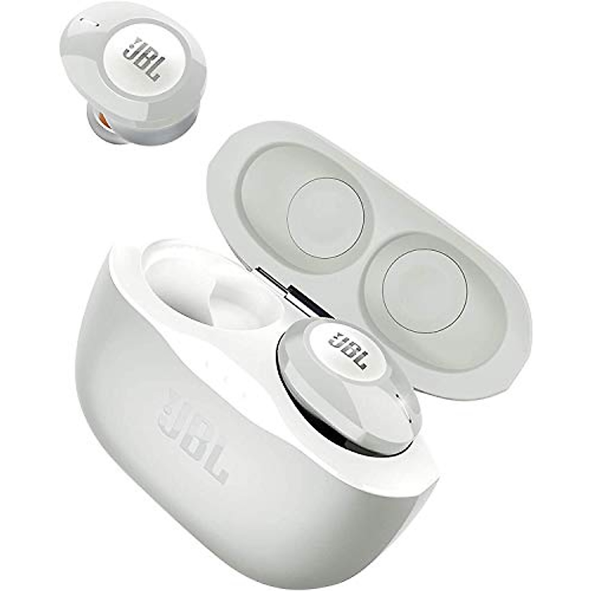 JBL Tune 120 Wireless Earbud Headphones with JBL Charging Case and Hardshell Case Bundle (White, Tune 120)