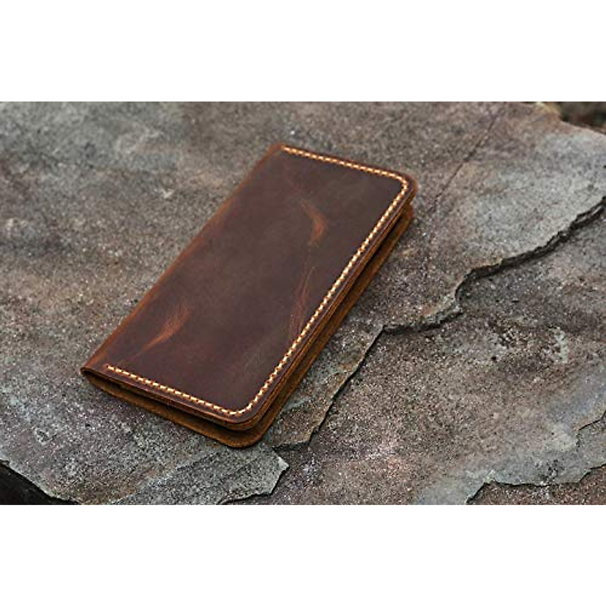 Distressed vintage brown leather iPhone14 13 12 11 Pro Max wallet case/real leather iPhone XR XS Max Wallet Case -IP005W