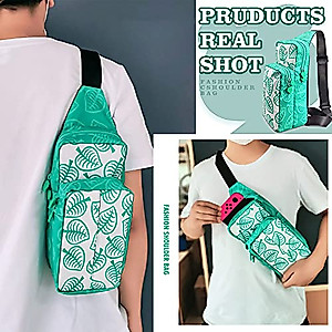 AIOMEST Cute Animal Crossing Switch Travel Bag, Crossbody Backpack Compatible for Switch OLED/Lite, Carrying Sling Bag for Switch Console, Pro Controller, Dock, Joy-cons