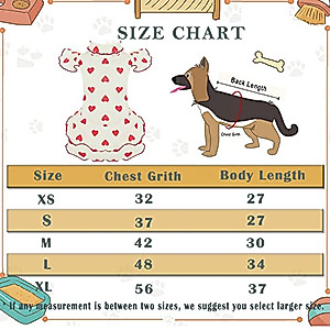 Dog Ruffle Dress Double-Deck Tutu Outfit Skirt with Red Heart Pattern for Small Medium Girl Dogs Christmas Holiday Party (White, S)