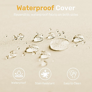 UNIKOME Outdoor Chair Cushions Pack of 4, Water Resistant Patio Cushions with Ties, High Density Sponge Filling Square Corner Seat Cushions for Outdoor Furniture, 18.5"x16"x3", Beige