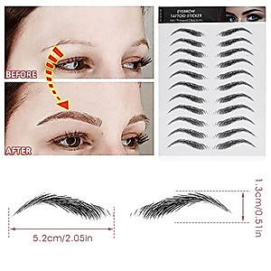 Molain 4D Hair-Like Eyebrow Tattoos Stickers 12 Sheets Waterproof Long-lasting Eyebrow Transfers Stickers Peel Off Eyebrow Sticker for Eyebrow Grooming Shaping 1 Style 132 Pairs (Classic Style)