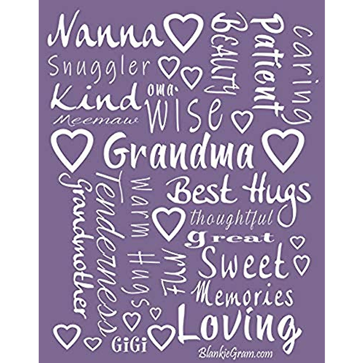 BlankieGram Grandmother Throw Blanket - Our Blankets and Throws Make The Ideal Gifts for Grandmother, Gifts for Women and for The Whole Family, Purple