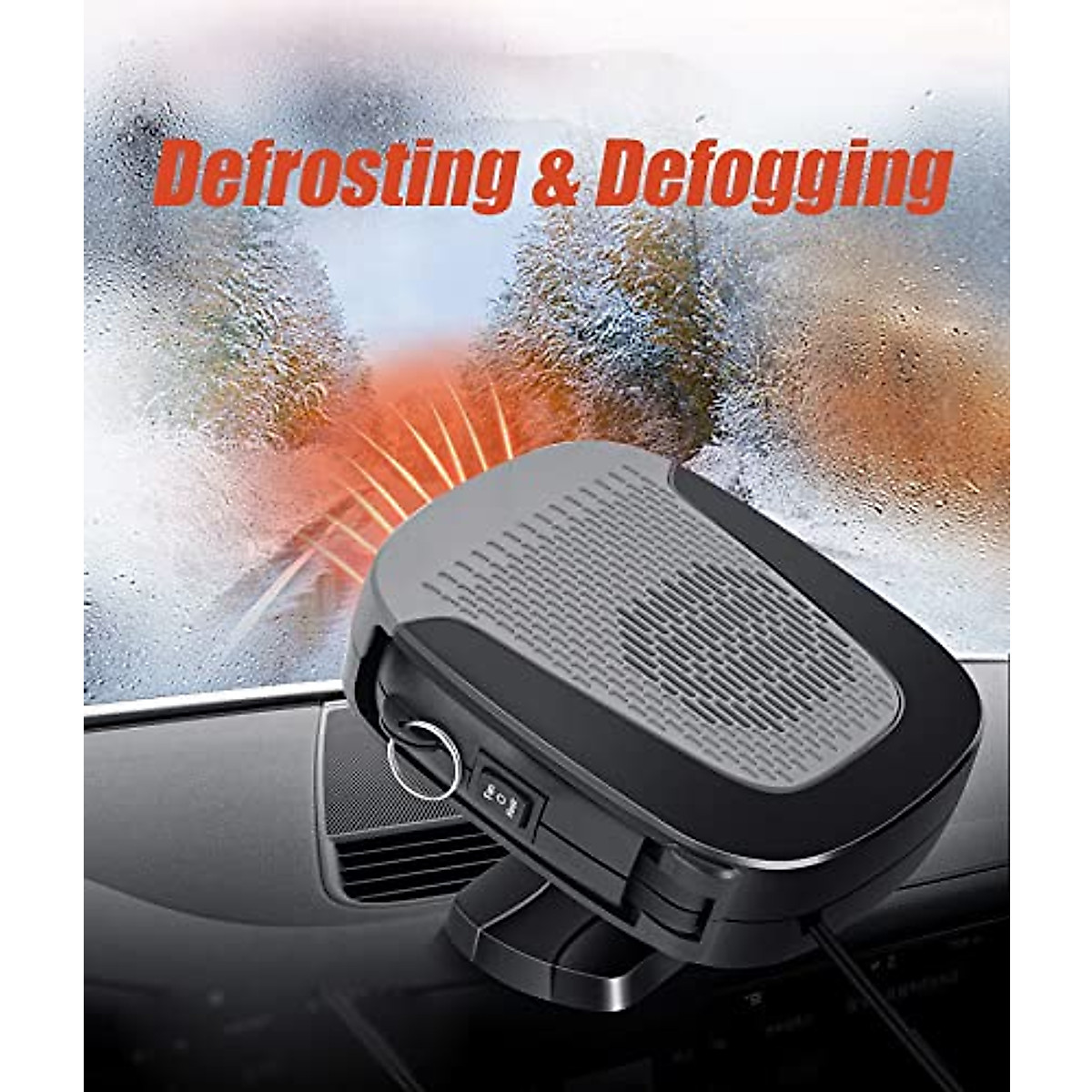 Car Heater Portable Car Fan 2 in 1 Modes 12V 150W Plug in Cigarette Lighter with Heating and Cooling for Fast Heating Hand-Held Adjustable 360 Degree Rotatable