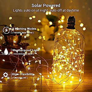 Brizled Solar Fairy Lights, 2 Pack Each 66ft 200 LED Super Bright Solar String Lights Waterproof, 8 Modes Outdoor Solar Twinkle Lights, Solar Powered Garden Lights String for Indoor Outside Warm White