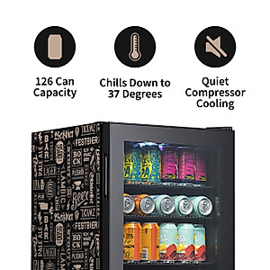 NewAir Beverage Refrigerator Cooler with 126 Can Capacity - Freestanding Mini Bar Beer Fridge for Bedroom, Dorm, Office - Small Refrigerator Cools to 37F Perfect For Beer, Soda, And Drinks