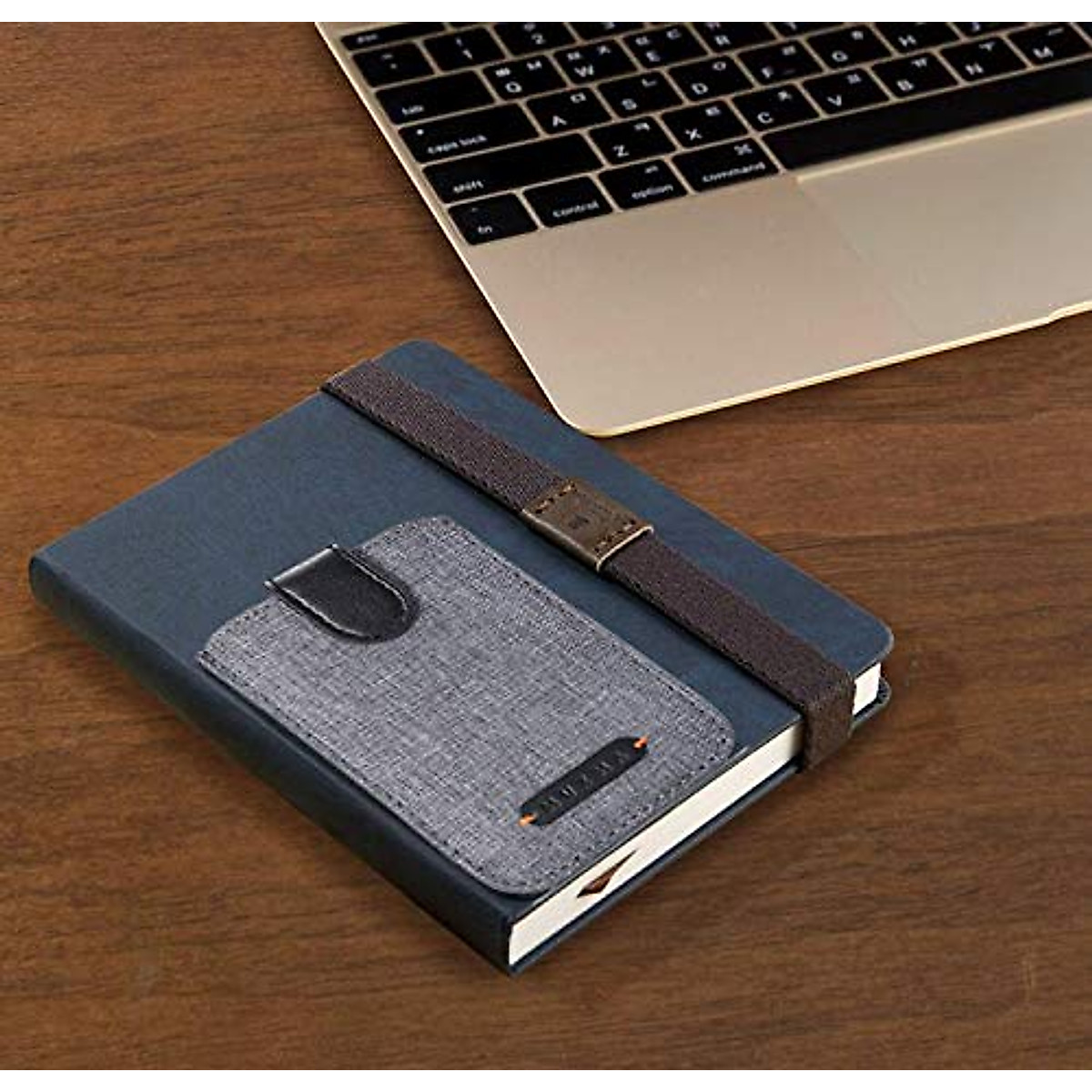 BIAJIYA Card Holder for Back of Phone RFID 5 Pull Credit Card Cash Cell Wallet Pocket Canva Leather Case for Smartphones (Black)