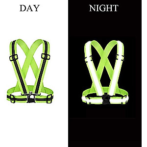 FEimaX Reflective Vest 2 Pack with High Visibility Adjustable Straps for Running, Jogging, Cycling, Hiking, Multicolor