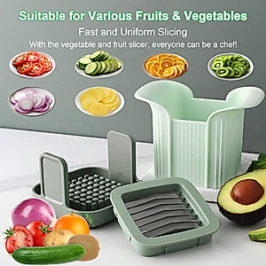 Tomato Slicer with Base, Fruit and Vegetable Slicer, Stainless Steel Kitchen Gadgets for Tomato, 7 Sharp Blades Sliced Small Multifunctional Tool for Potato, Onion, Grape