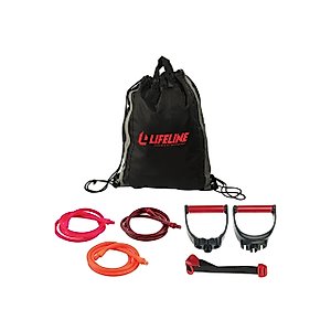 Lifeline Fitness Variable Resistance Trainer Kit - Adjustable Resistance Bands for Working Out - Home Gym Exercise Bands with Door Anchor, Carry Bag, 3 x 5 Foot and Triple Grip Handles for Upper and Lower Body Training - Low Impact and Durable