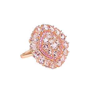 YoTreasure Pink Morganite Sapphire Rose Gold Plated Over 925 Sterling Silver Engagement Ring Jewelry