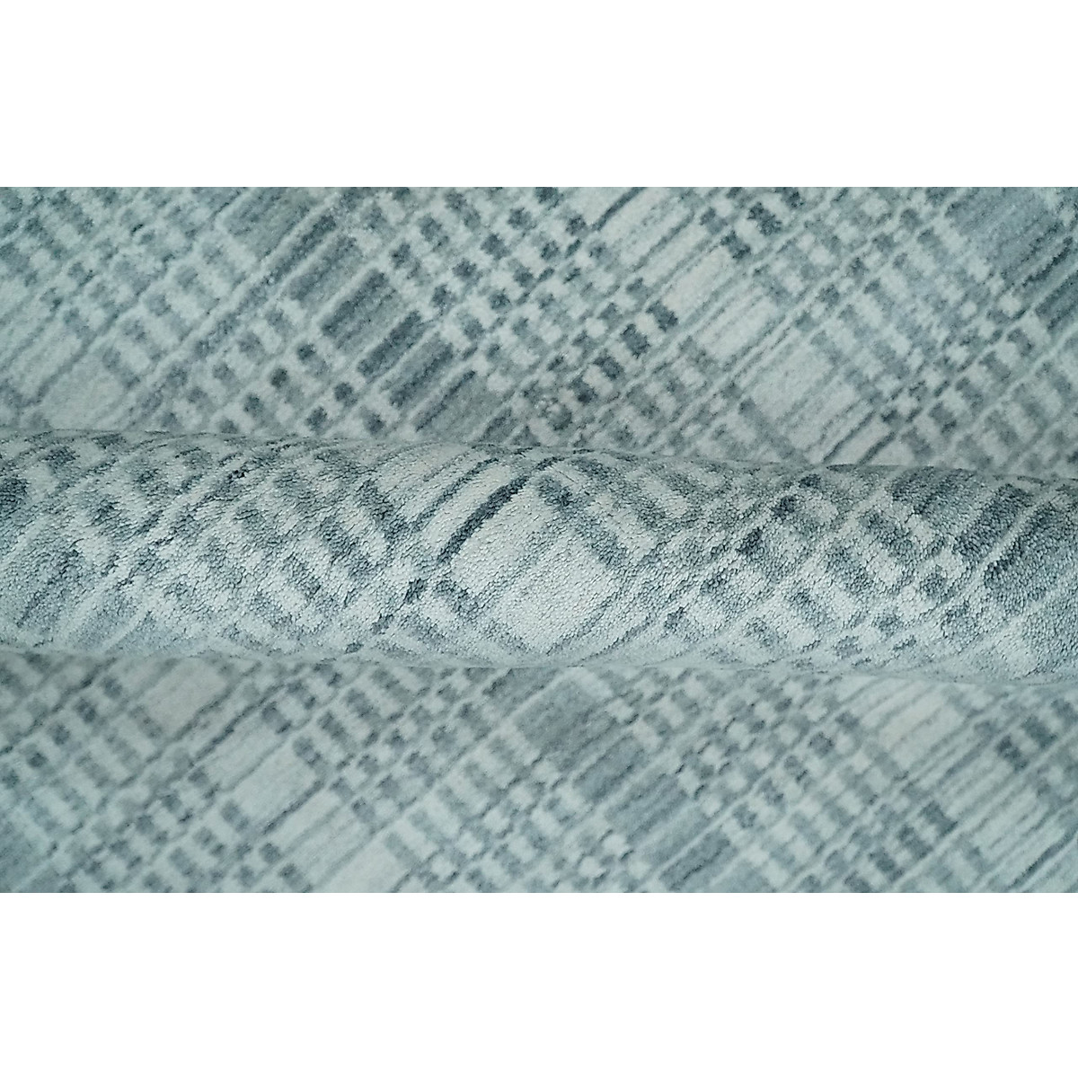 Hand Made Striped Scandinavian Blended Wool Flatwoven Area Rug, Ivory, Silver and Gray, 8X10 | KE2810