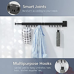 BHeadCat Clothes Laundry Drying Rack Wall Mounted, Retractable Garment Hanger with Hooks, Easy to Install, Strong Load-Bearing, Tri-Collapsible Clothes Dry Rack for Balcony, Bathroom, Bedroom