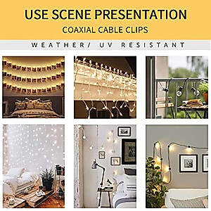 20 PCs Coax Cable Wire Organizer Clip - Cable Clips with Strong Self-Adhesive, Sticky Tidy Wire Holders Cord Clips for Wall, Lights, Desk, Baseboard Wire Management Indoor/Outdoor (Clear)