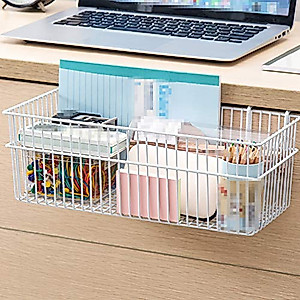 IMIKEYA Wire Wall Grid Panel Wall Mount Hanging Organizer Wire Metal Storage Shelf Rack Wall Decors