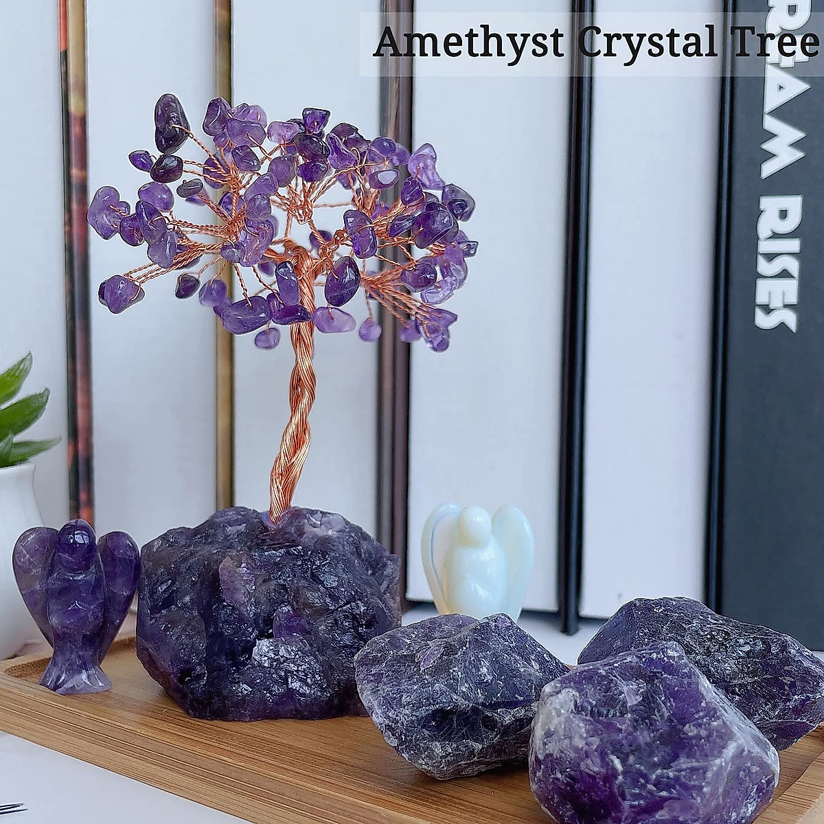 DUQGUHO Crystal Tree Amethyst Crystal with Natural Quartz Amethyst Stone Base Crystal Tree for Decor Reiki Luck Crystal Spiritual Gifts