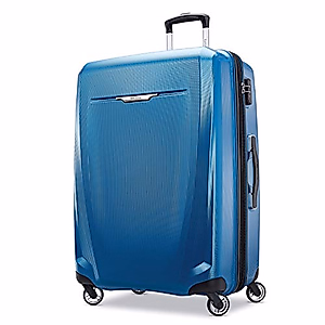 Samsonite Winfield 3 DLX Hardside Expandable Luggage with Spinners, Blue/Navy, Checked-Large 28-Inch