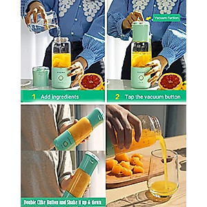 Portable Blender, Personal Blender for Shakes and Smoothies, Fresh Juice Mini Fast Blender with 6 Blades, Rechargable Single Blender BPA Free for Kitchen, Sport, Travel (Green)