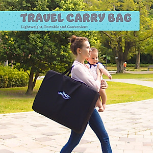 UNiPLAY Baby Foldable Travel Crib, Portable Toddler Playpen with Carry Case and Side Zipper Design for Easy Access