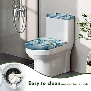 TODIYADDU Marble Print Toilet Tank Covers Elongated Toilet Lid Covers Universal Toilet Cover Set for Bathroom Fits Most Toilet Tanks & Lids Easy Install Travel-Friendly Toilet Lid & Tank Covers-1