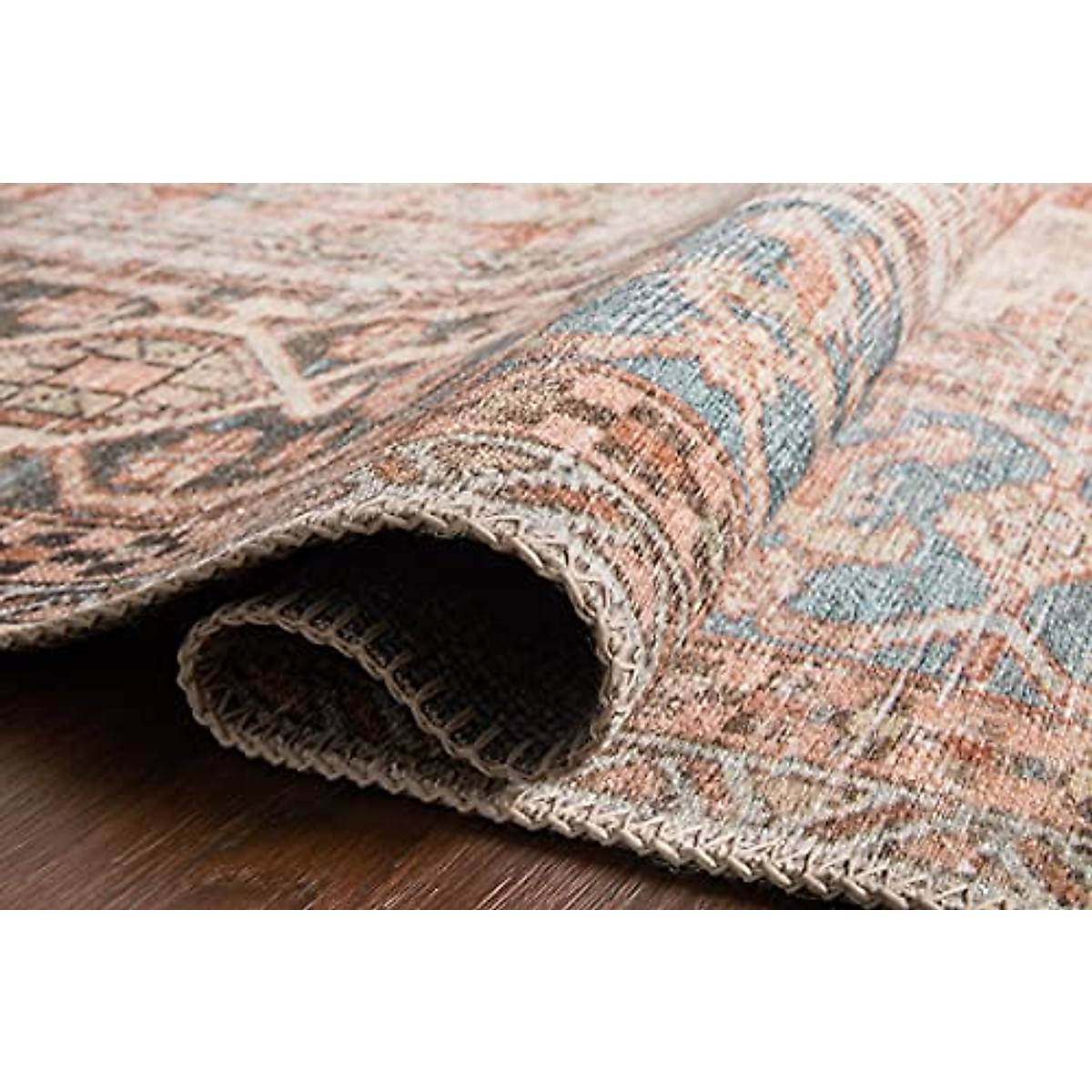 Loloi II Loren Collection LQ-15 Terracotta/Sky, Traditional 5'-0" x 7'-6" Area Rug