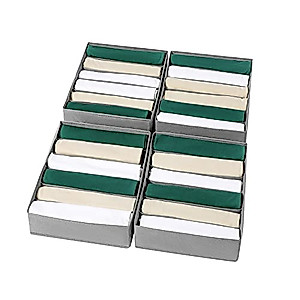 Coorganisers 4 Packs T-shirt Drawer Organizers for Clothing,6 Grids Compartment Storage Box Wardrobe Clothes Organizer, Washable Clothes Organizer for Folded Clothes, T-shirt, Legging, Silk Scarve