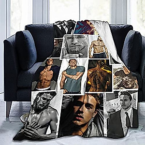 Charlie Hunnam Soft and Comfortable Warm Fleece Blanket for Sofa, Bed, Office Knee pad,Bed car Camp Beach Blanket Throw Blankets (Black, 50"x40") … (50"x40") … (80"x60")