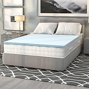 Flash Furniture Capri Comfortable Sleep 2 inch Cool Gel Mattress Topper, CertiPUR-US Certified Memory Foam, Queen