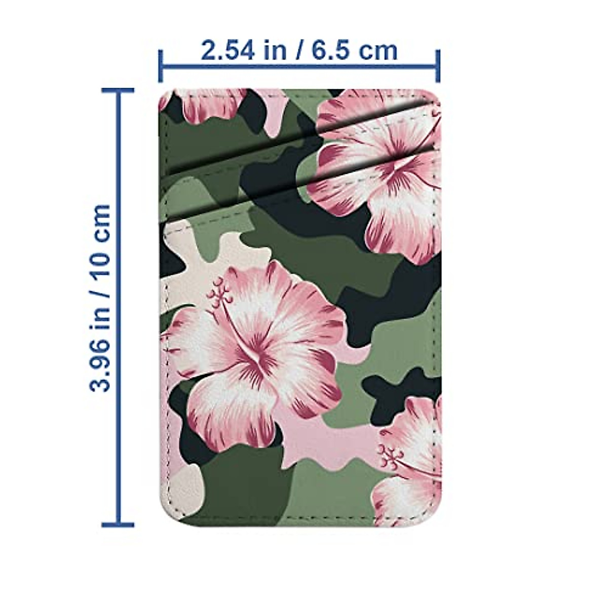 Pack of 2 - Cellphone Stick on Leather Cardholder ( Pink Hibiscus Flowers On Camouflage Pattern Pattern ) ID Credit Card Pouch Wallet Pocket Sleeve