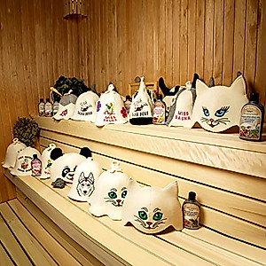 Natural Textile Sauna Hat 'Sauna Boss' White - 100% Organic Wool Felt Hats for Russian Banya - Protect Your Head from Heat - Sauna eBook Guide Included - with Embroidery