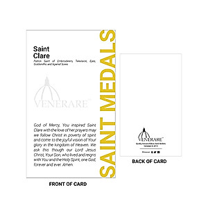 1" Saint Clare Medal with Prayer Card | Durable and Detailed Charm | Pendant Medal Carded with Prayer | Christian Jewelry