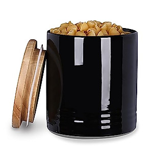 LEETOYI Ceramic Food Storage Jar with Seal Lid, Serving for Ground Coffee, Tea, Sugar, Salt and More - 31 Oz (Black)