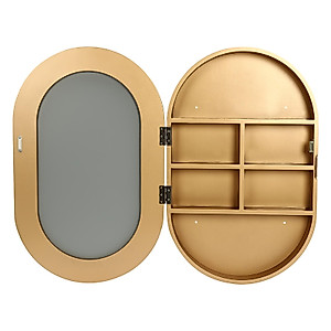 ZHIMIFU Oval Cabinet Mirror Bathroom Medicine Cabinet with Mirror Wall Storage Cabinet Vanity Wall Mirrors for Home Decor Bathroom Bedroom Living Room or Hallway,19.8” W x 30.8” H(Gold)