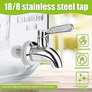 1 Gallon Glass Drink Dispensers For Parties 2PACK.Beverage Dispenser，Drink Dispenser With Stand And Stainless Steel Spigot 100% Leakproof.Glass Drink Dispenser With Ice Cylinder. Lemonade