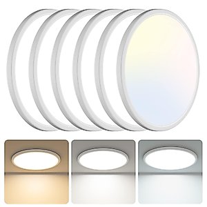 libtit 6 Pack 13 Inch LED Flush Mount Ceiling Light, 3200LM 28W Ultra-Slim LED Ceiling Light, 3000K/4500K/6000K Selectable Ceiling Light Fixture for Bedroom, Kitchen, Bathroom, Hallway - White
